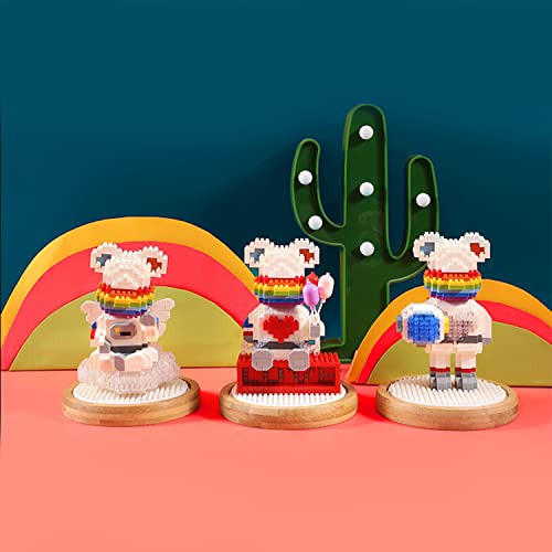 LITTCO Micro Building Blocks Mini Blocks Building Toys DIY Bricks Toys Building Sets for Adults or Teens Gifts，Dust-Proof Dome Included (with Lights+Bear)