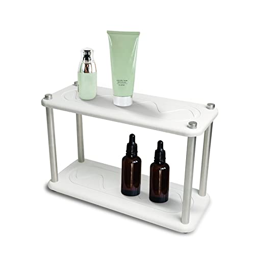 Hyutrol Home Sink Caddy, 2 Tier Fast Drying Stone Sink Tray, Bathroom Organizer, Bathroom Sink Fast Drying Stone, Instant Dry Sink Organizer, Countertop Fast Drying Counter Tray Rack (White).