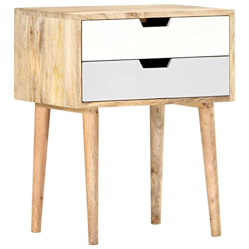 Side Table with Drawers, Furniture Small Space, Modern nightstand end Table, Bedside Cabinet 18.5"x13.8"x23.2" Solid Mango Wood Suitable for Living Room, Bedroom Bedside.