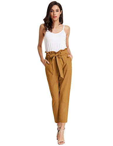 GRACE KARIN Dress Pants for Women Stretch Pull-on Pants Ease into Comfort Office Ponte Pants Yellow XL