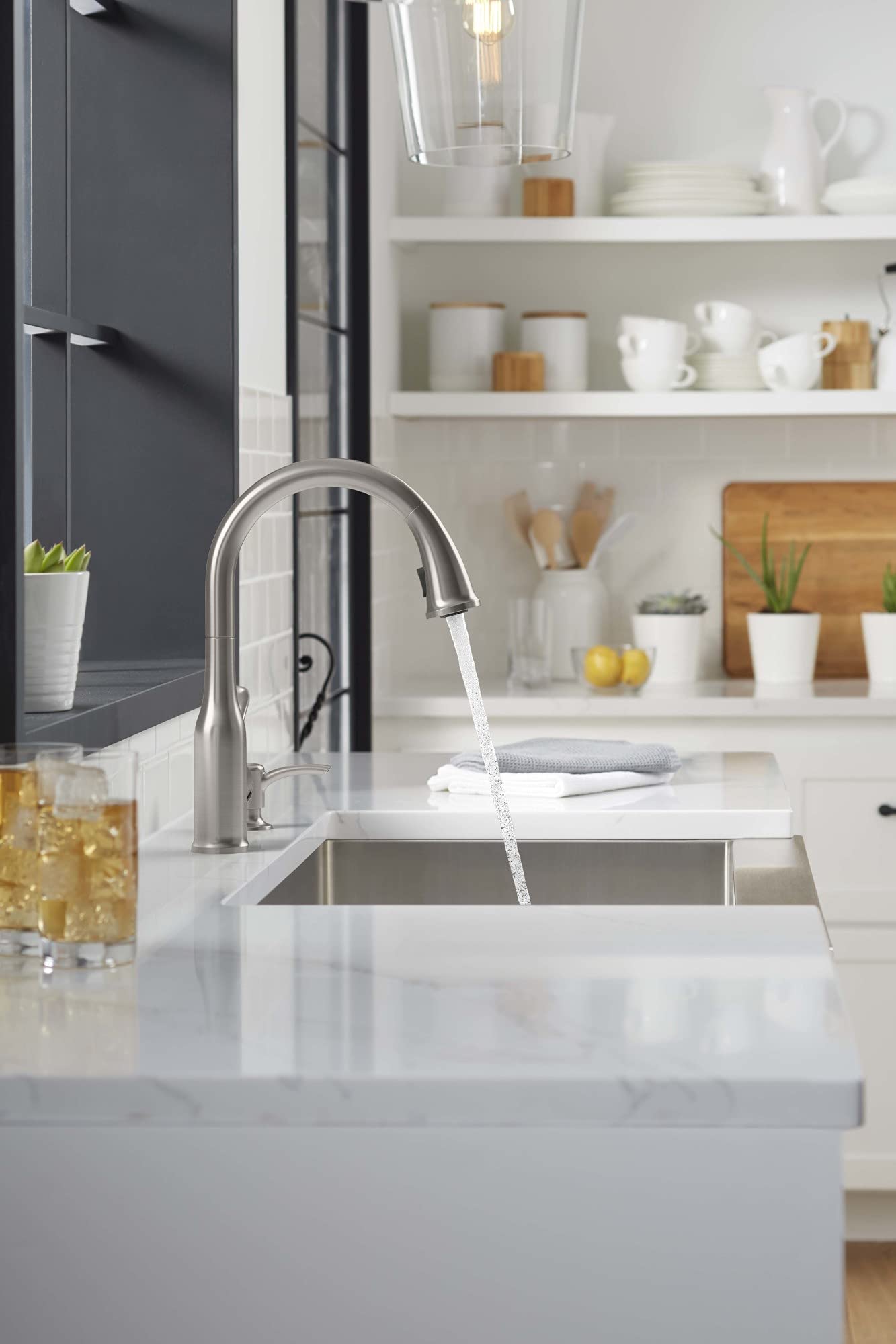 Kohler R23863-SD-VS Motif Kitchen Faucet with Pull Down Sprayer and Soap Dispenser, Vibrant Stainless