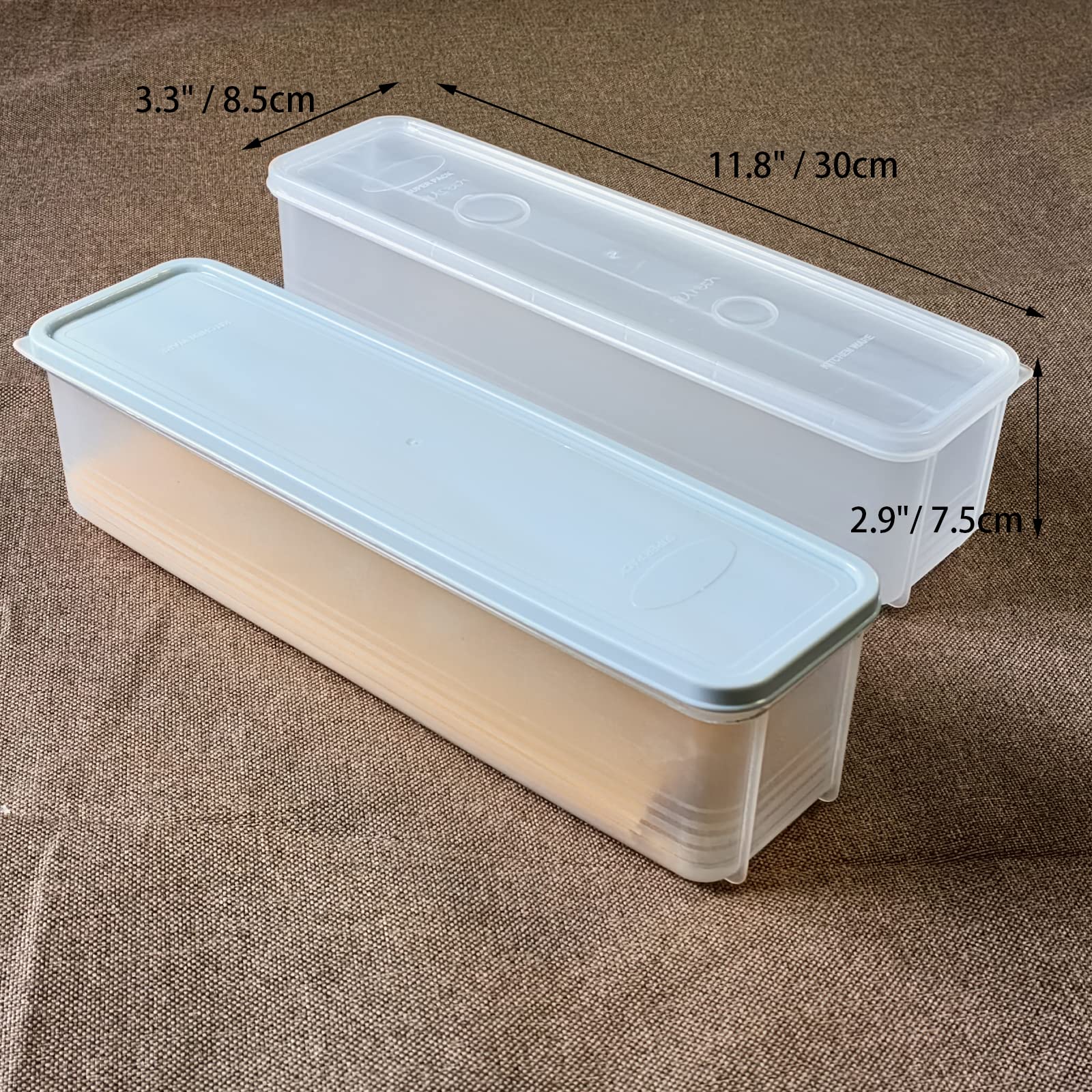 HYMAOME 2Pcs Spaghetti Container Pantry Storage Dispenser Clear Pasta Box Horizontal Food Storage Long Stackable Containers for Long Pasta, Noodles, Pantry Snacks