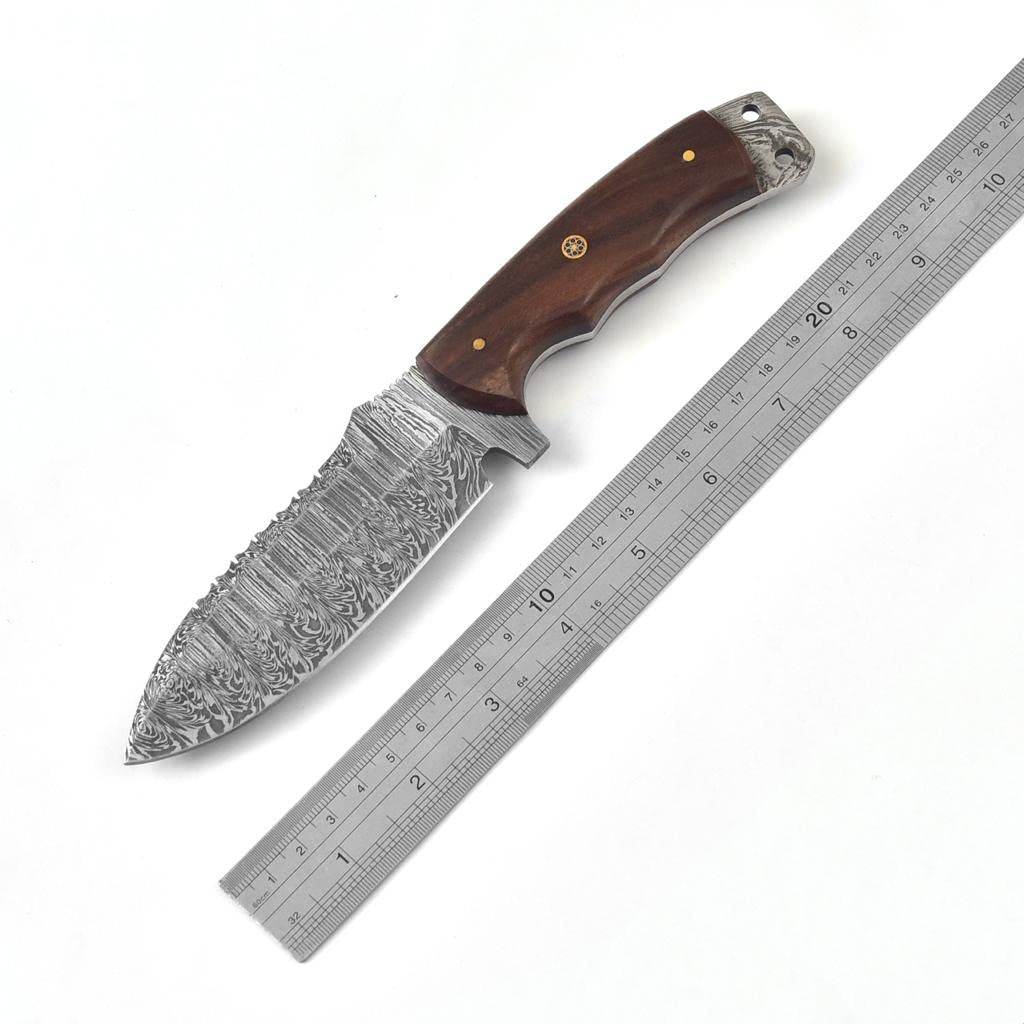 Grace Knives Handmade Damascus Steel Knife Fixed Blade Hunting Knife 9 Inches with Leather Sheath G-2019
