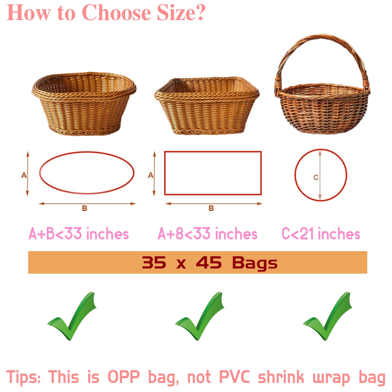 QOIUSO 6PCS Extra Large Cellophane Bags, 35x45 Inch Cellophane Wrap for Gift Baskets Clear Cellophane Gift Bags 2.8 Mil Thick