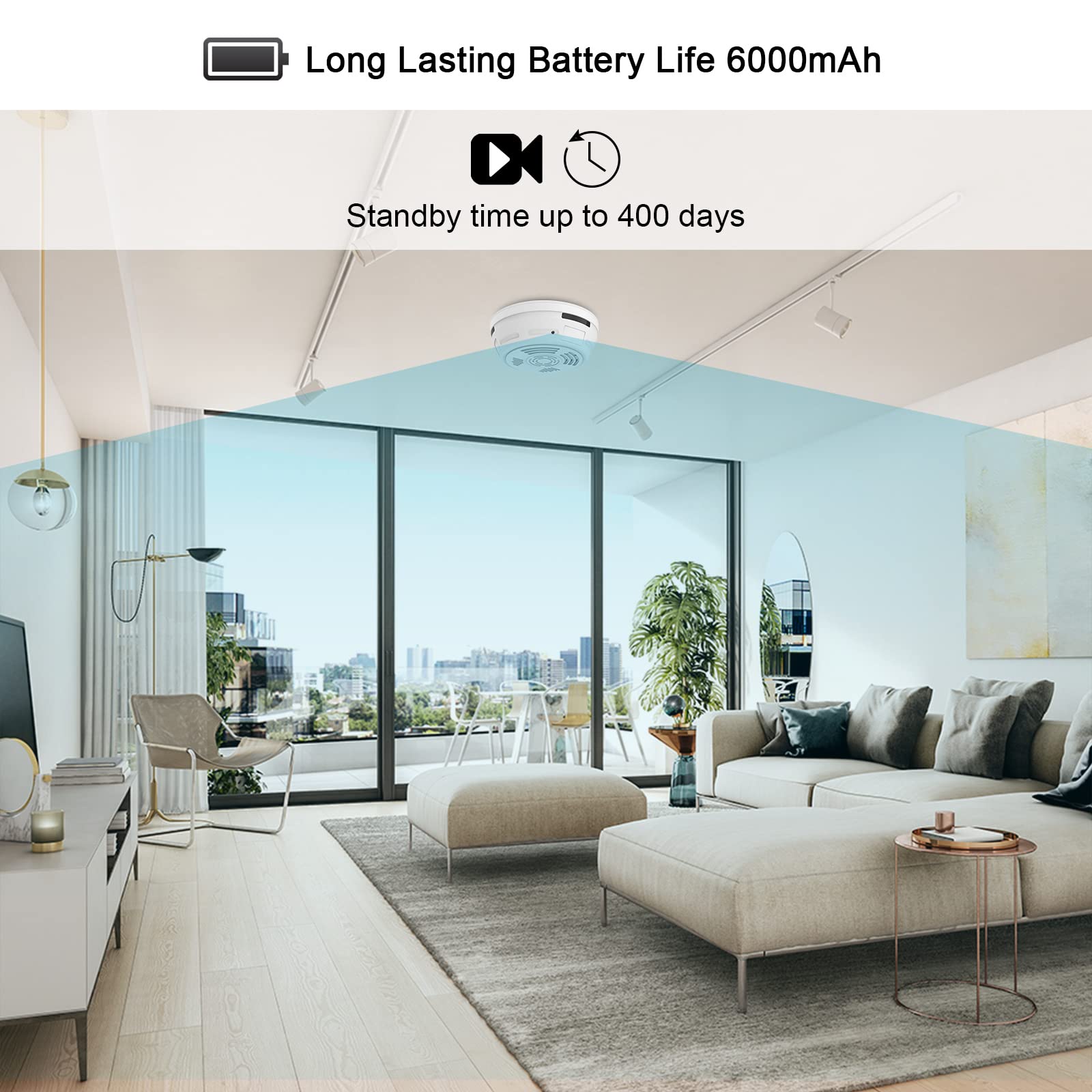 Hidden Camera,Smoke Detector Security Camera with Night Vision Motion Detection,1080P Security Cameras Indoor Wireless, Nanny WiFi Cam, 180 Days Battery Power Instant Alerts Real-Time View Nanny Cam