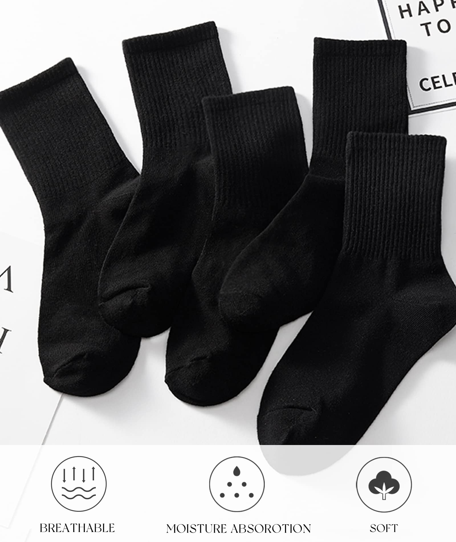 HAVE A TREE 3-6 Pack Womens Crew Casual Calf Socks (H002-6B)