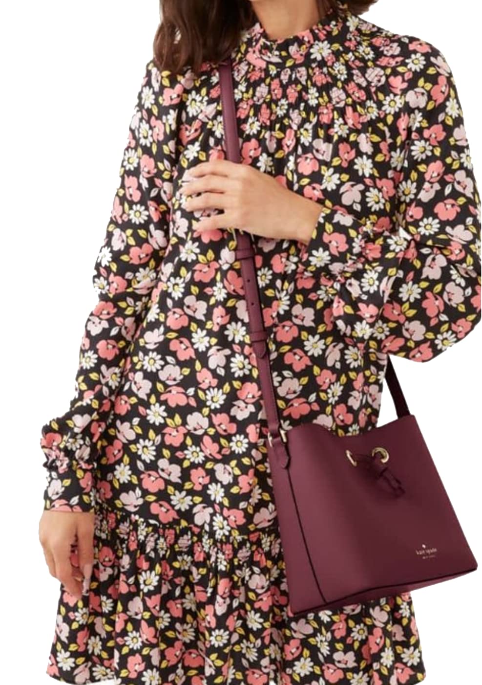 Kate Spade Sadie Crossbody Bucket Bag Deep Berry