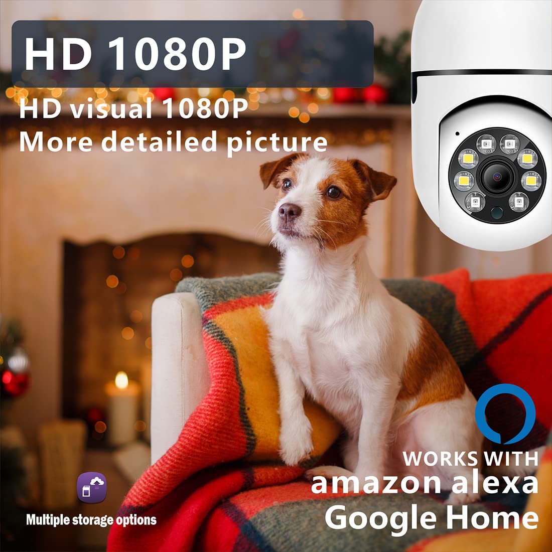 OwLUCK Light Socket Security Camera 2.4GHz,Easy Installation,720p Motion Only Light Bulb Camera Full Color Night,Security Camera Light Bulb Outdoor,Motion Alarm,Compatible With Alexa & Google Home