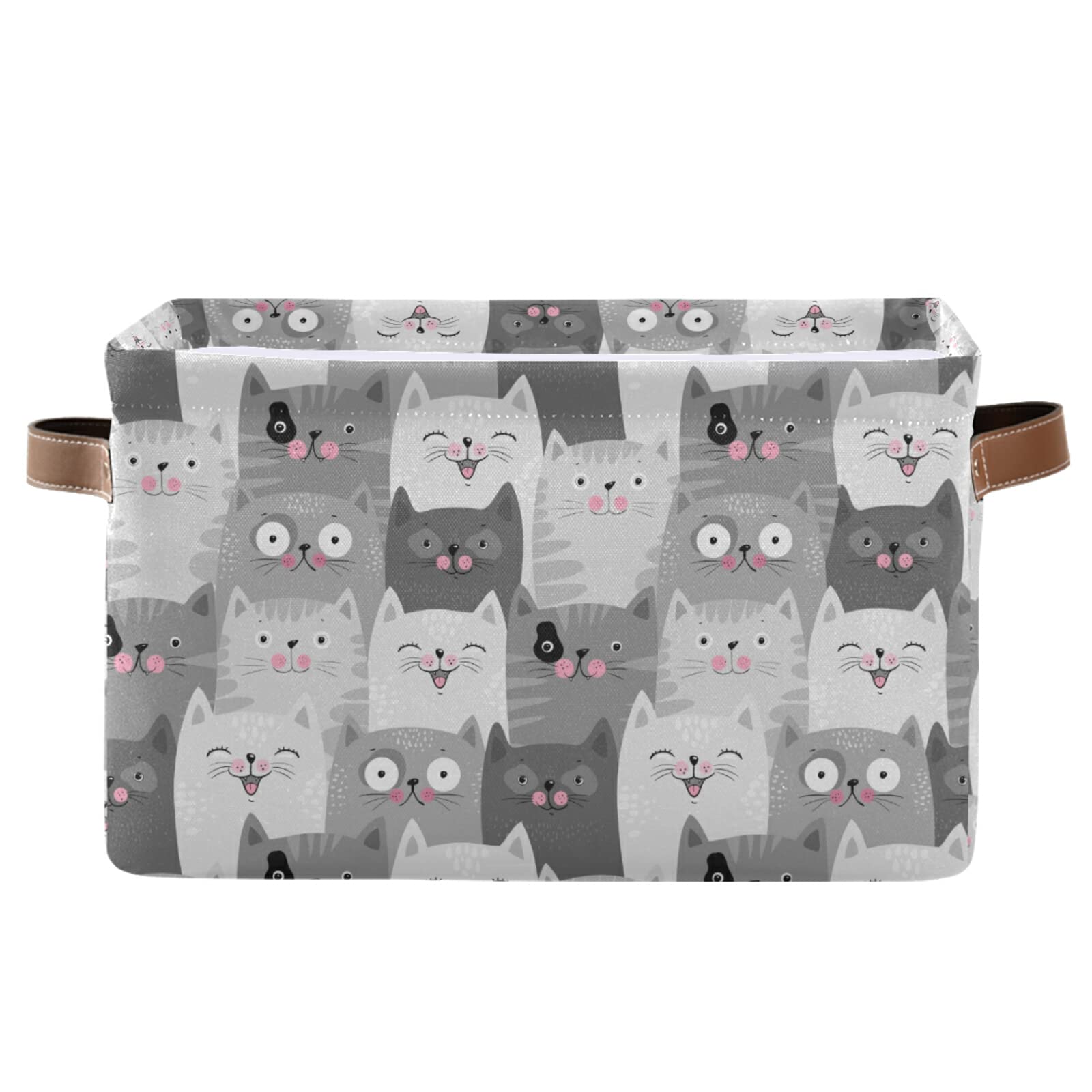 HUXINO Storage Basket Cube, Animal Cats Pattern Large Storage Bin Box Collapsible Clothes Toys Organizer Laundry Basket for Shelves Closet Kids Nursery Bedroom, 1 Pack