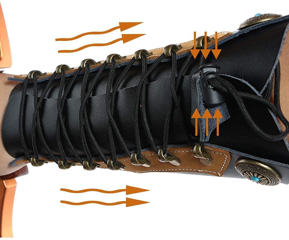 Huntingdoor Arm Guards Archery Leather Arm Protector Hunting Shooting Arrow Bow Gear Accessories +Huntingdoor Archery Finger Tabs Adjustable Thickened Thumb Guard Thumb Finger Protector