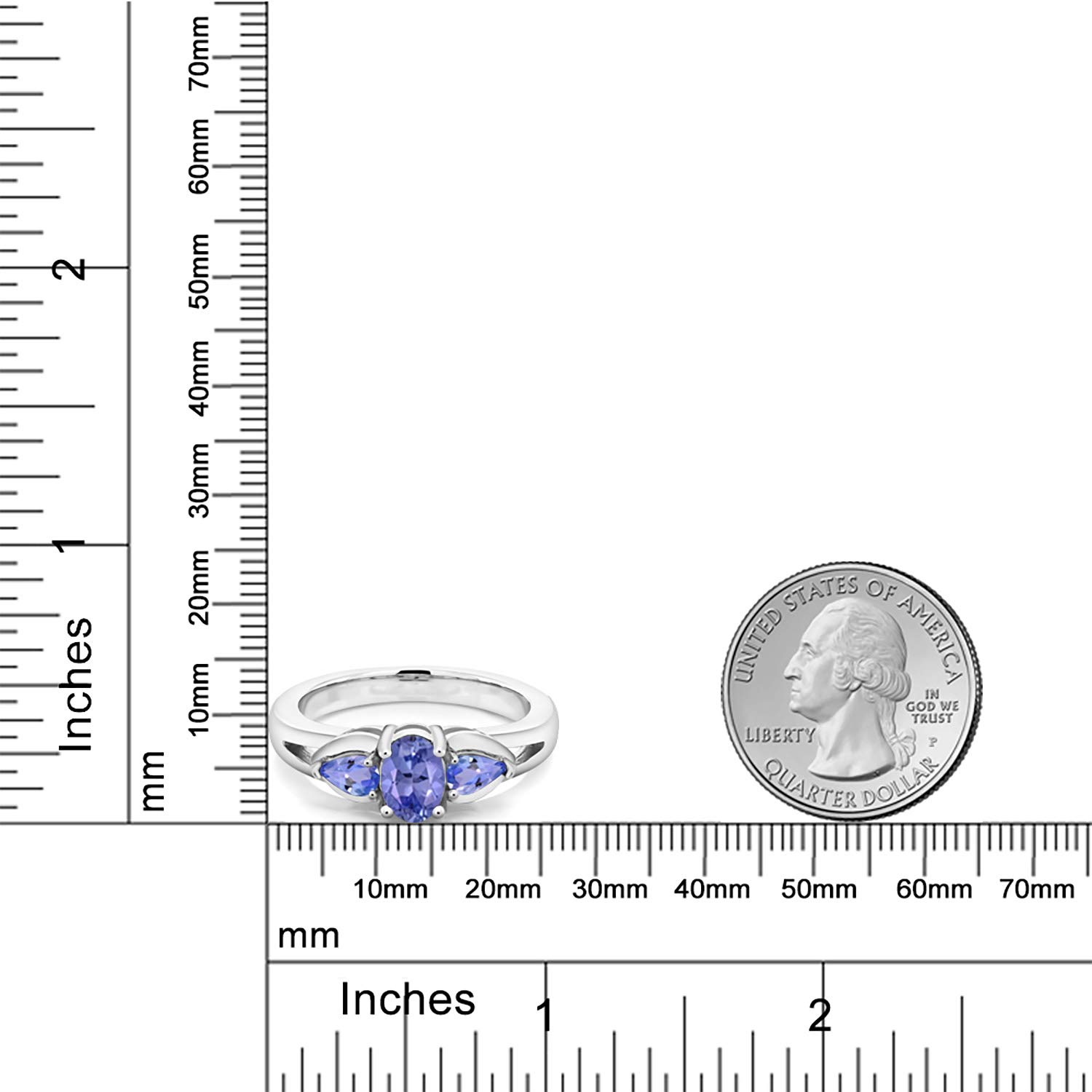 Gem Stone King 925 Sterling Silver Blue Tanzanite 3 Stone Women Engagement Ring (1.15 Cttw, Gemstone Birthstone, Available In Size 5, 6, 7, 8, 9)
