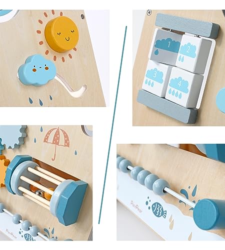 PairPear Wooden Baby Walker Push and Pull Toys,Toddler Speed Adjustable Push Walker Activity Cencer with Shape Sorter Toys Gift for Boys Girls 1 2 3 Years