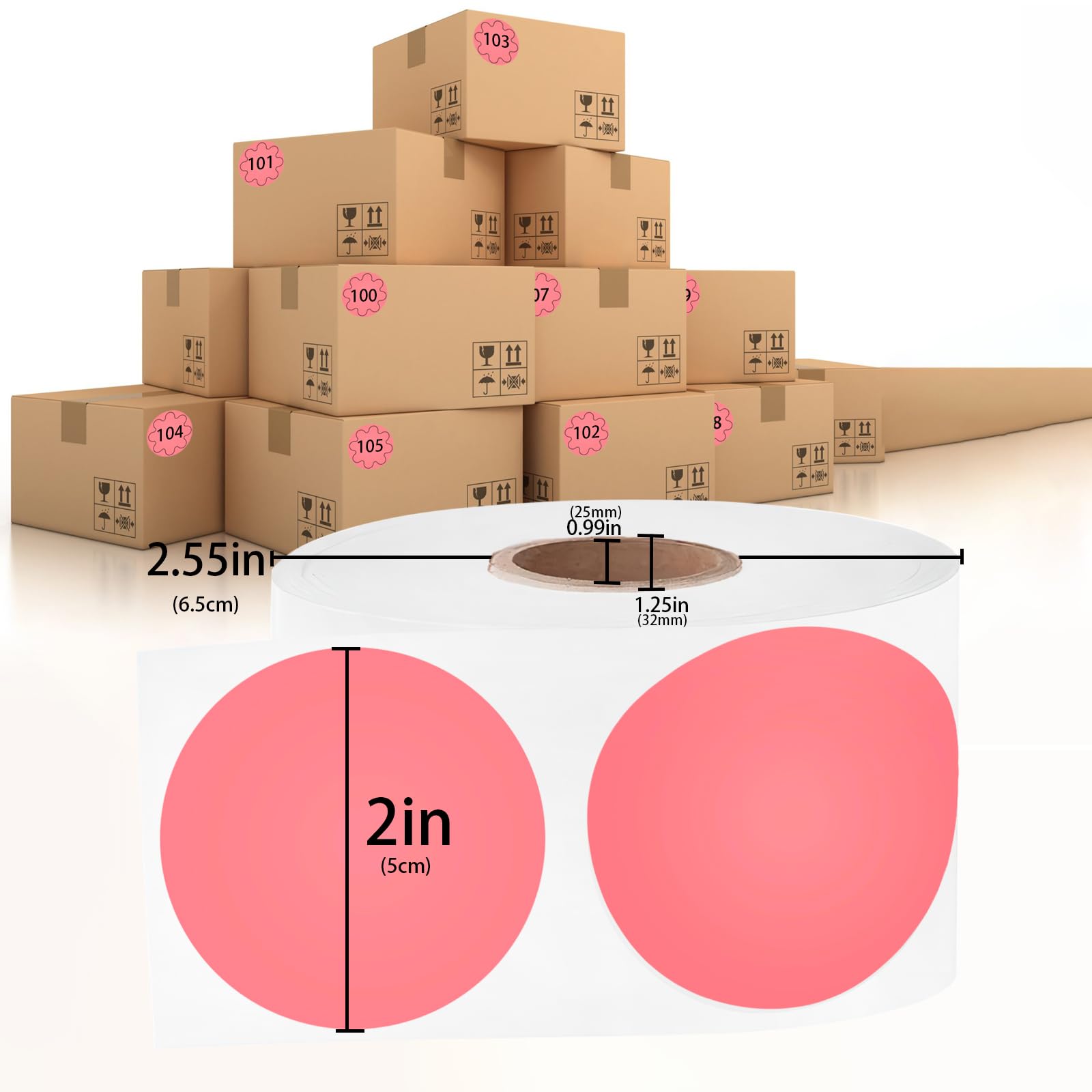 Fodofodo 2inch Circle Thermal Sticker Labels,Thermal Printer Stickers,Self Adhesive Round Direct Thermal Labels,Circle Stickers for DIY Logo Design,Name Tag,Inventory,Barcodes,400PCS(Pink)