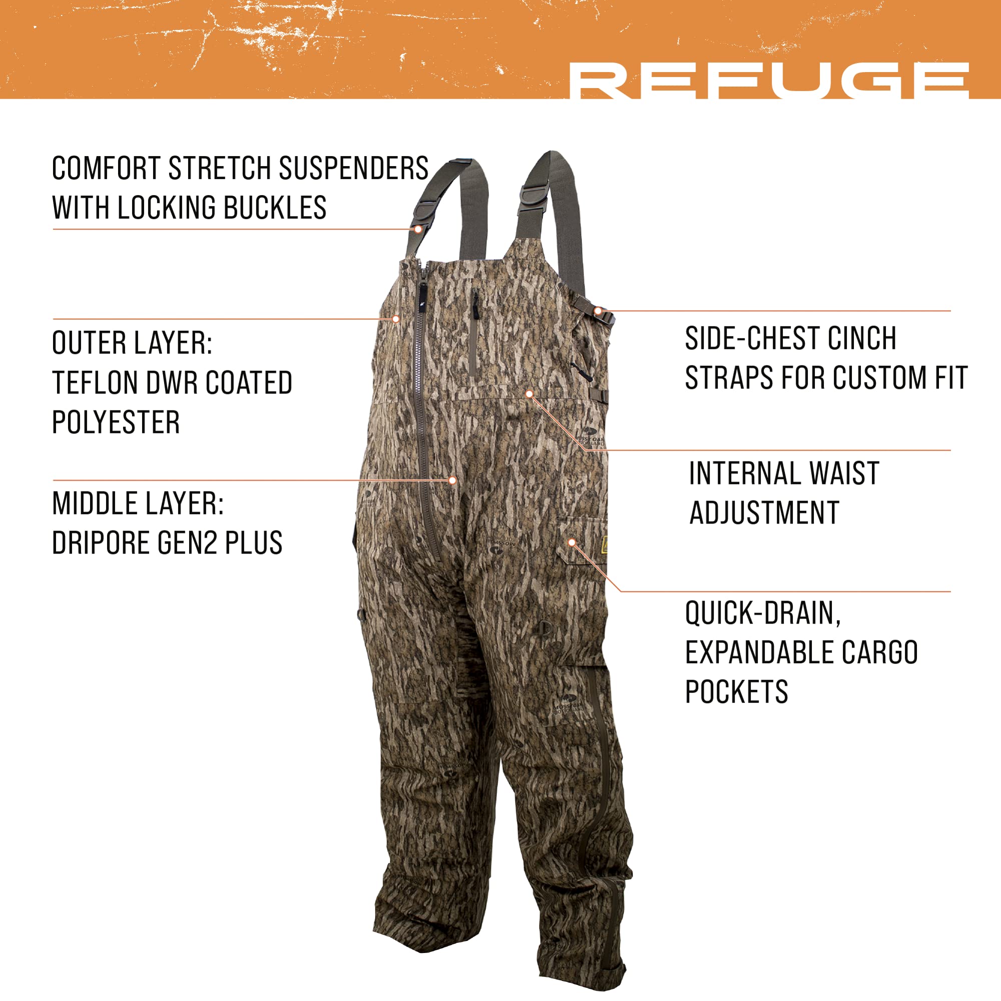 FROGG TOGGS Grand Refuge Insulated Hunting Bib with Removable Primaloft Liner