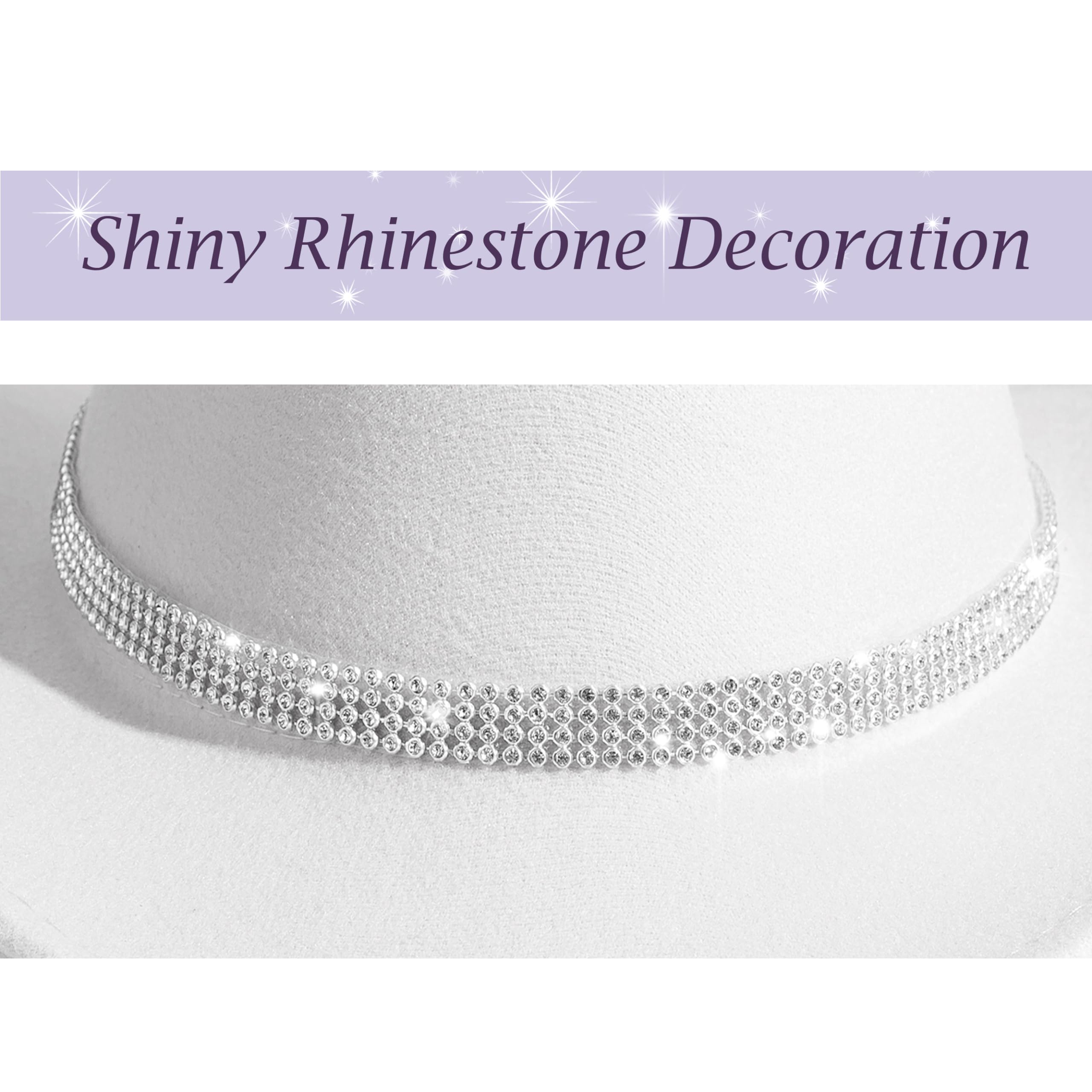 HUDANHUWEI Shiny Rhinestone Cowgirl Hat Bling Wide Brim Cowboy Hat Party Classic White