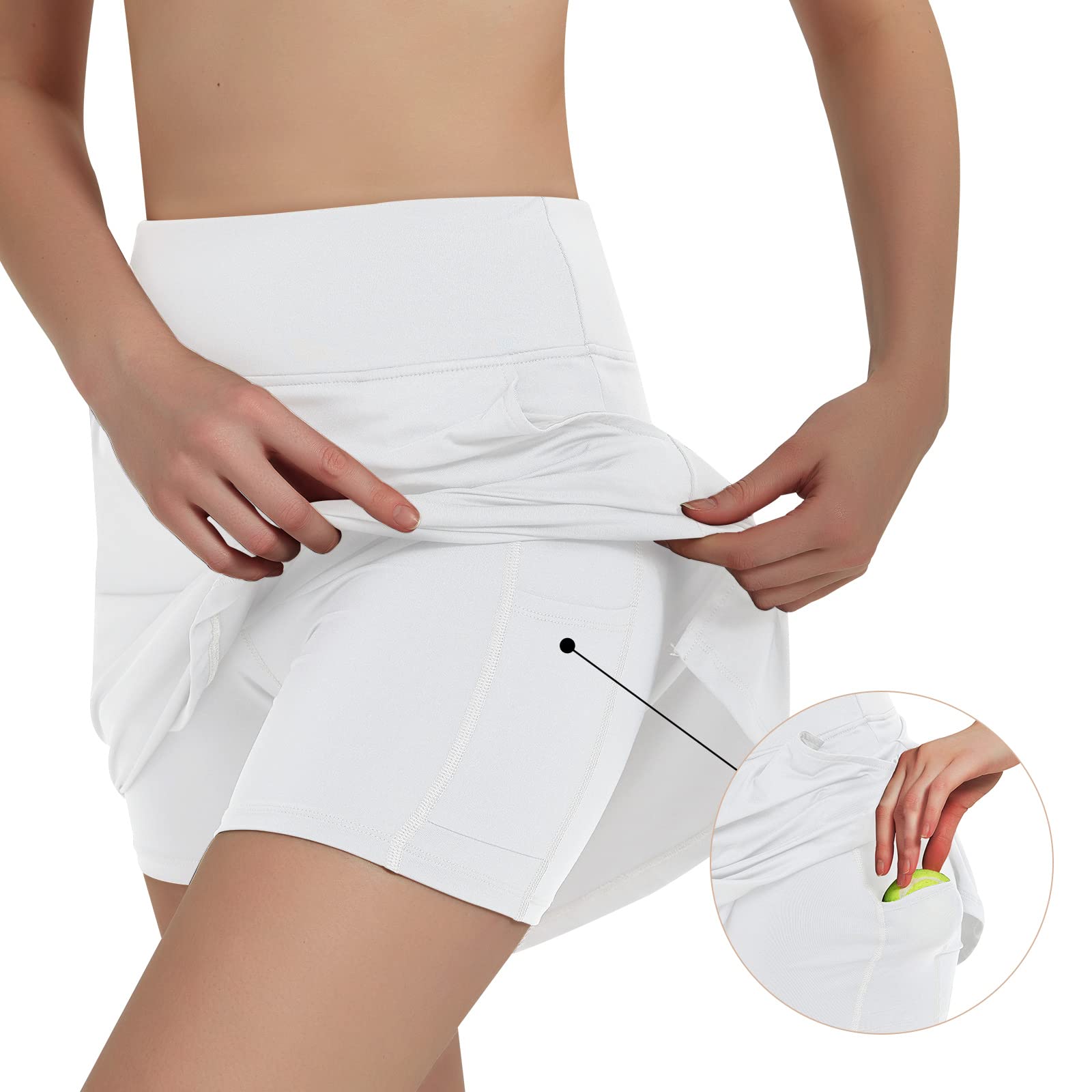 Golf Skirts for Women Midi Length Tennis Skort Workout Gym Running Shorts Blue L