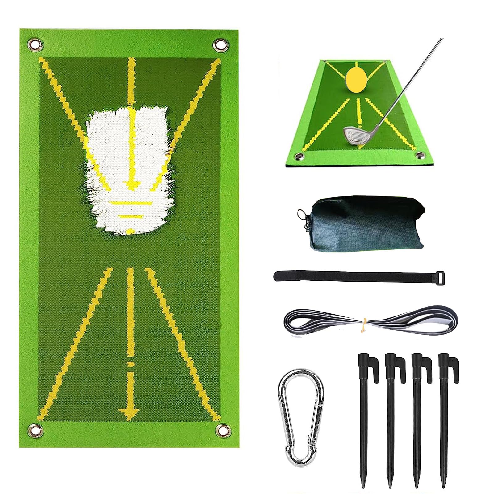 Golf Swing Mat, Golf Training Mat, Mini Golf Practice Hitting Aid, Fixed Ground Rug for Swing Detection Batting, No Taste, Portable Practice Golf Mat 10" X 20"