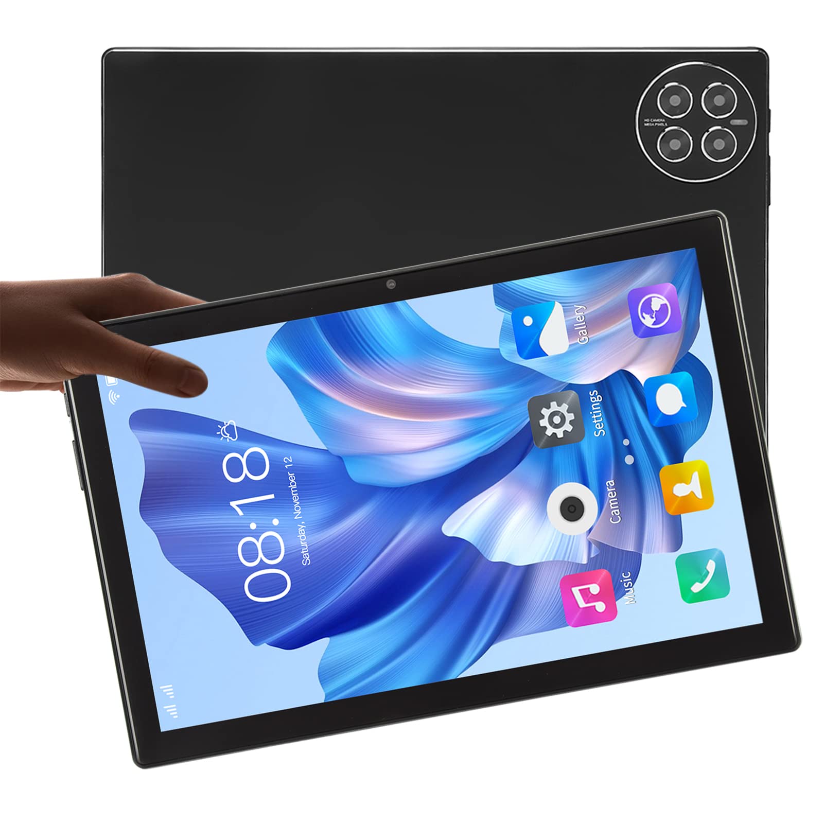FECAMOS Smart Tablet, 1920x1200 Resolution Dual Speakers 12GB RAM 256GB ROM 10000mAh Octa Core CPU 10in Smart Tablet for Entertainment (Black)
