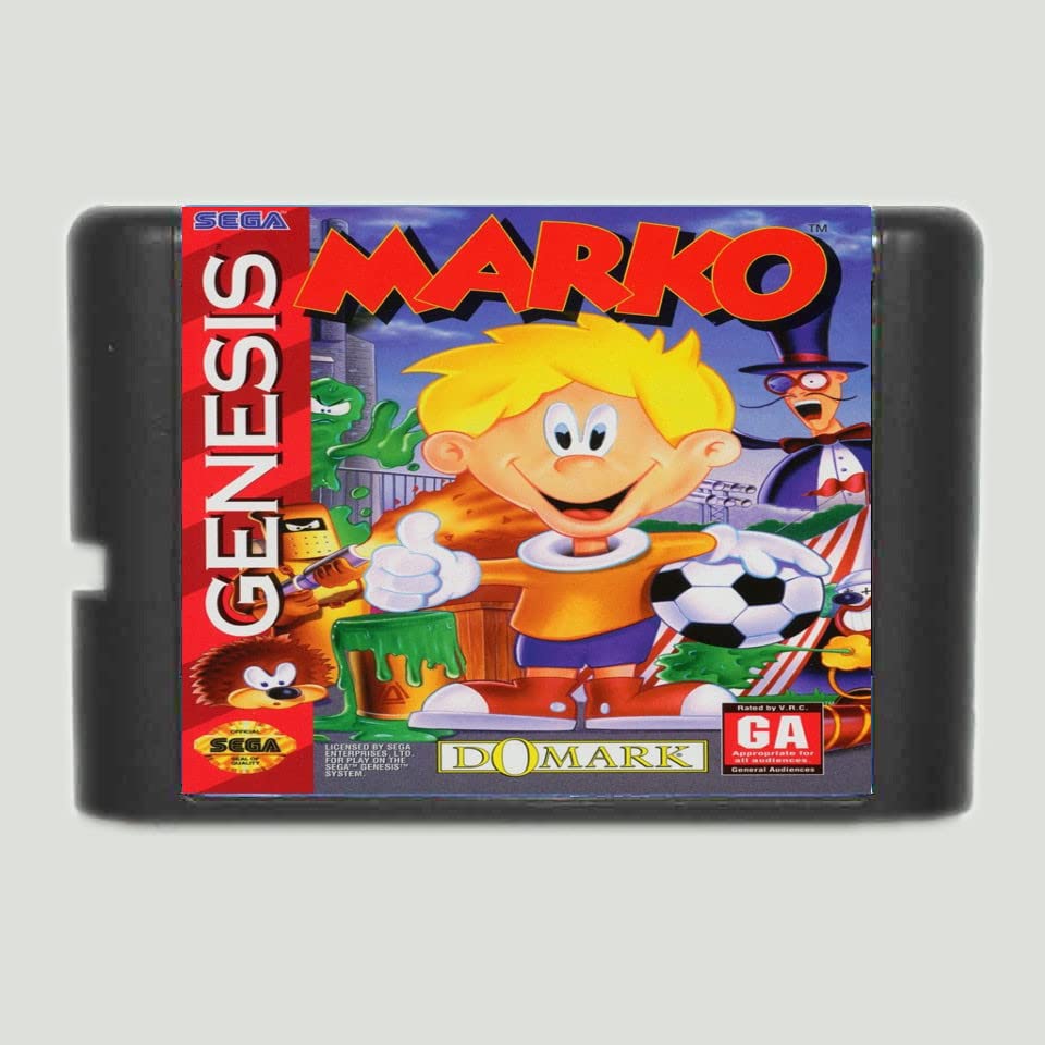Marko's Magic Football 16 Bit MD Game Card For Sega Mega Drive For Genesis (Black)