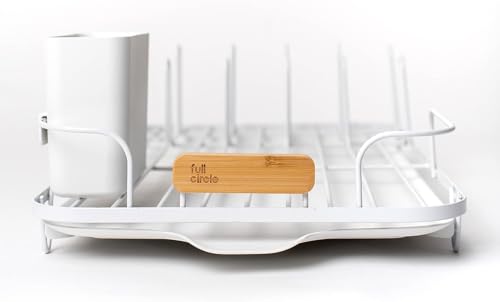 Full Circle Dish Jockey Dish Drying Rack – Space Saving Drying Rack for Kitchen Counter – Stainless Steel and Recycled Plastic Drainer with Holders for Plates, Cutlery, Pots and Pans