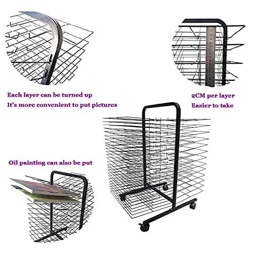 NEOCHY Drying Racks,Metal Wire Work Display Rack, Suitable for Kindergartens and Creative Studios, Paper and Magazine Oiling Air Drying 38-Layer/38 Floors