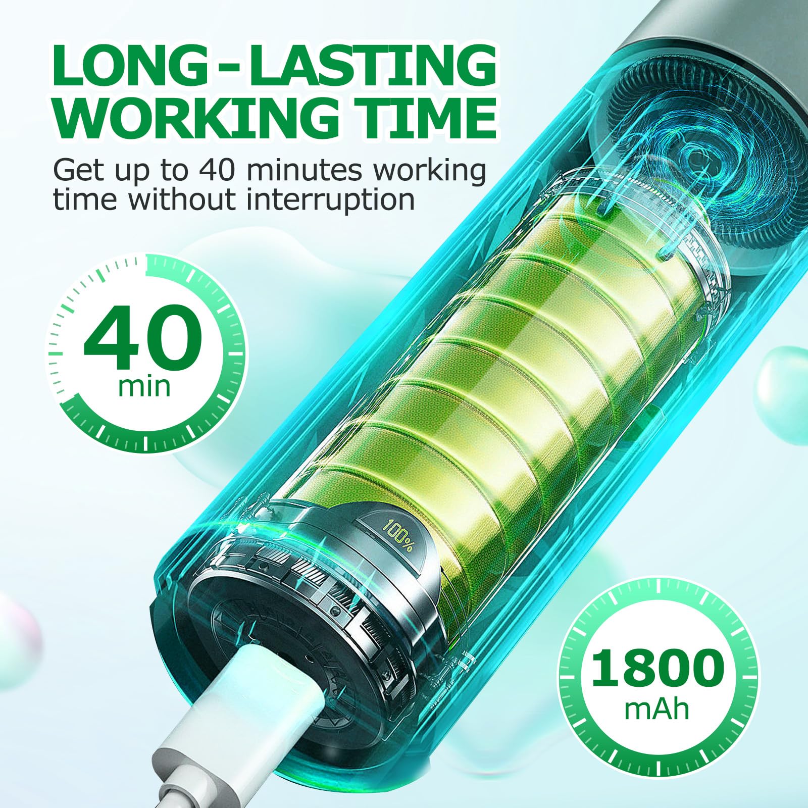 FORASTO Electric Bottle Brush, USB Rechargeable IPX7 Waterproof Water Bottle Cleaner Brush with 3 Straw Cleaner Brushes, Powerful Rotations Bottle Cleaner Brush, White