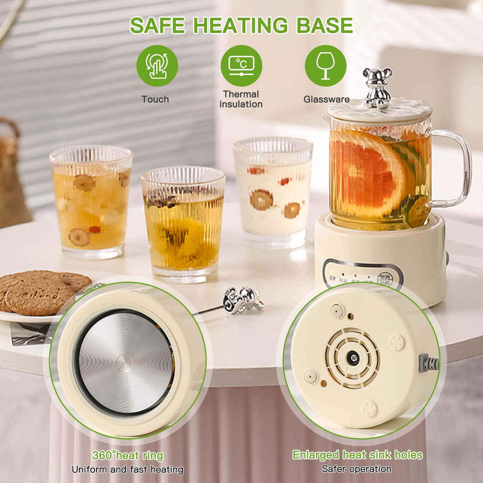 GGNKT Suitable Electric Kettle for Home and Office, Small Electric Tea Kettle with Insulation, Milky White Healthy Kettle.