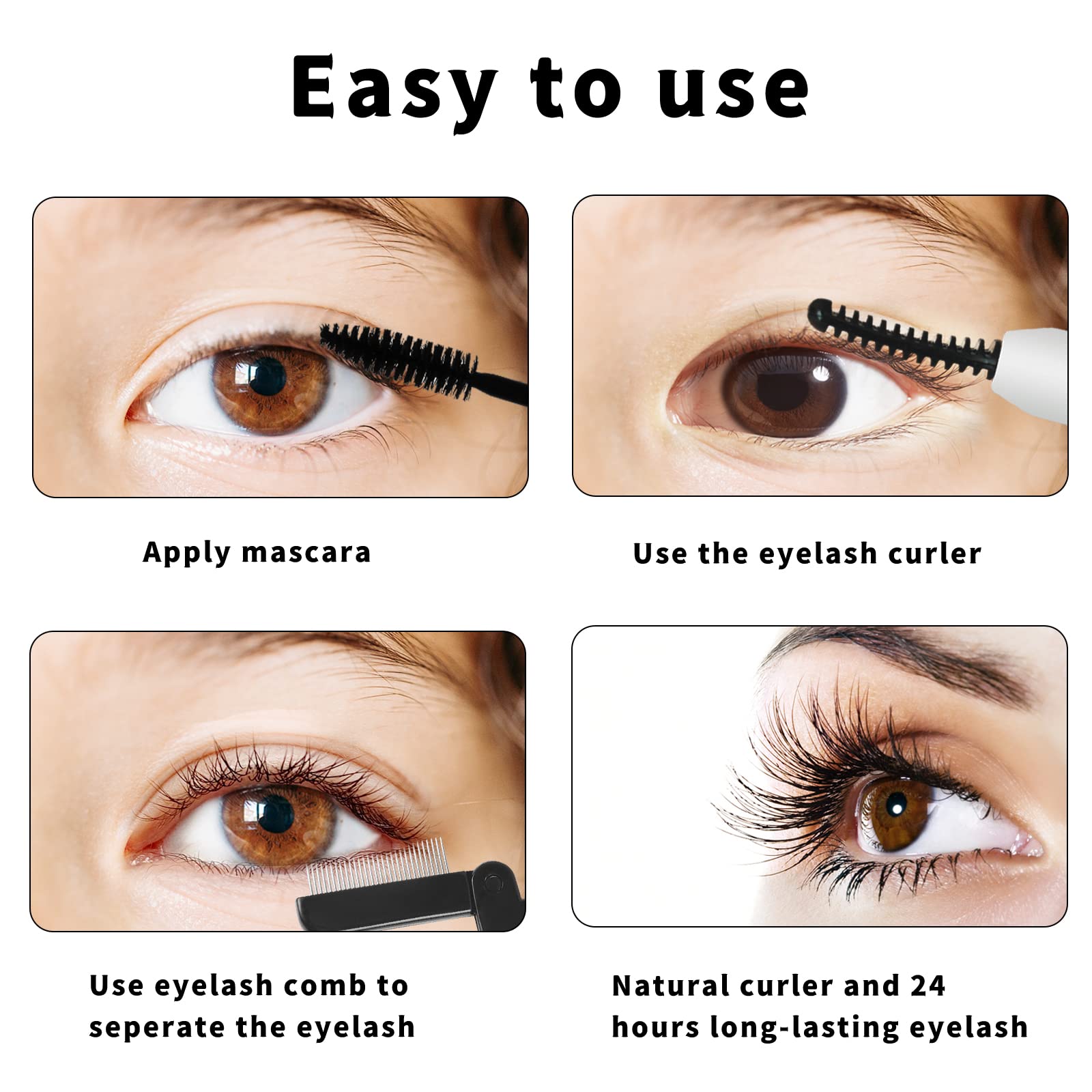 Heated Eyelash Curler, Heated Lash Curler Electric Eyelash Curler with Comb 3 Temp Settings for Makeup Tools for Achieving A Natural Curl and Long Lasting Eyelashes, Designed for Women, Pinkļ¼A