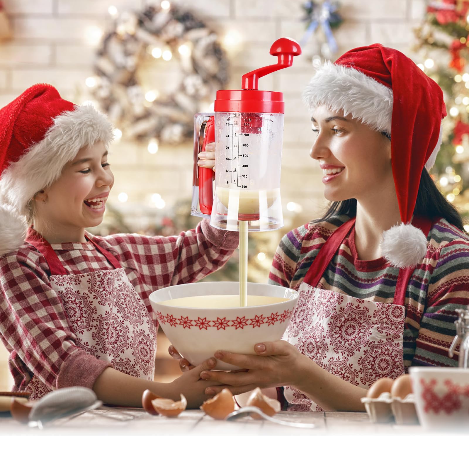 IBEIYO 40oz Pancake Batter Dispenser Stainless Steel Funnel Dispenser with Stand for Cupcakes,Waffles,Cookies,Baked Goods (Includes 12 Baking Accessories)