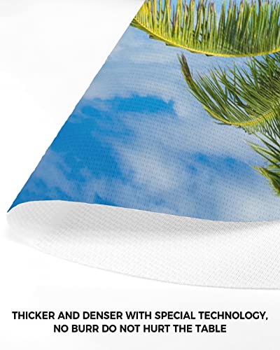 Placemats Set of 5,Palm Tree Beach Sea Cloud Blue Sky Island Reef Stone Indoor Outdoor PVC Weave Place Mats Wipeable Dining Table Placemats Heat Insulation Table Mats