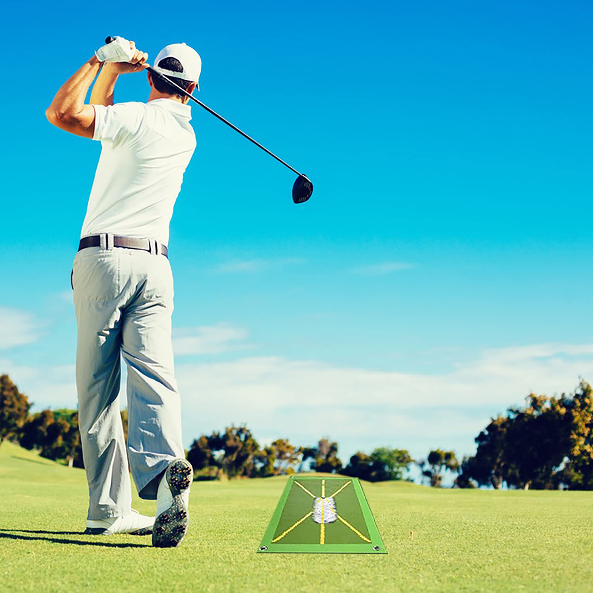 Golf Training Mat for Swing Detection, Golf Mat That Shows Swing Path, Suitable for Indoor and Outdoor Golf Training Aids, Golf Swing Mat Trainer, Golf Accessories for Men Funny