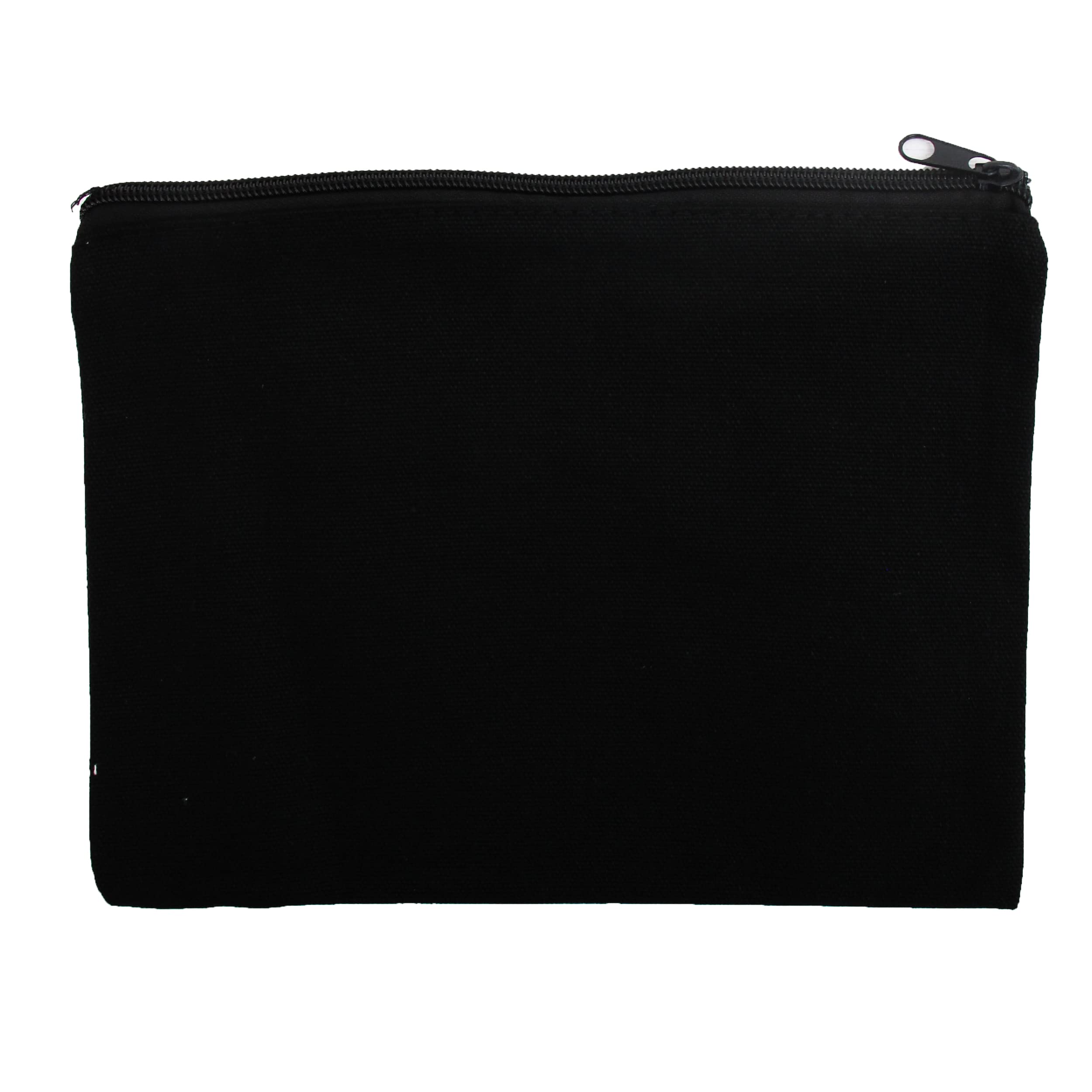 Threadart Canvas Pencil Pouch Black with Zipper For Organization, Small Tools, Makeup Organizer Bag - 100% Cotton Canvas Heavy Duty 7" x 9.25"