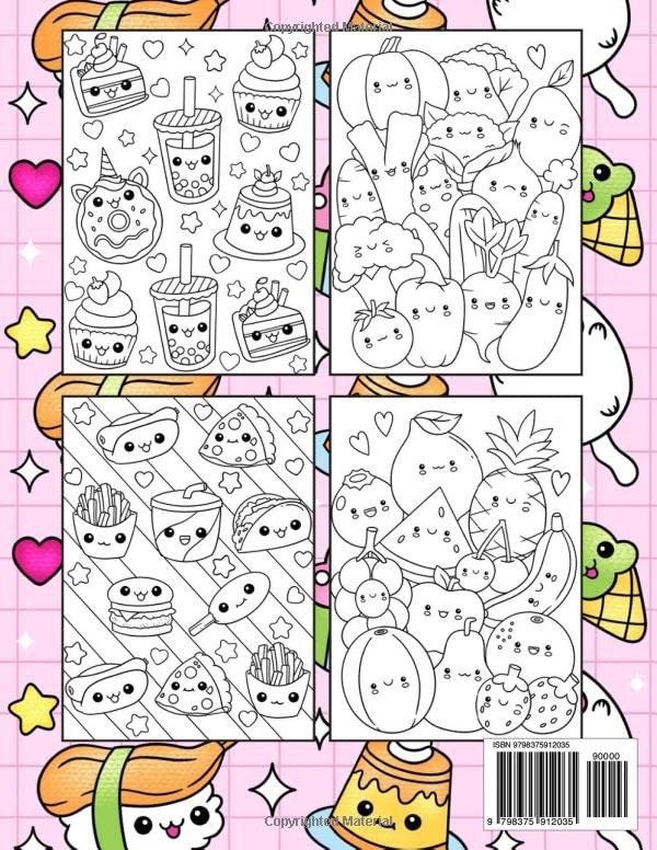 Kawaii Coloring Book: Kawaii Food Coloring Book for Kids and Adults