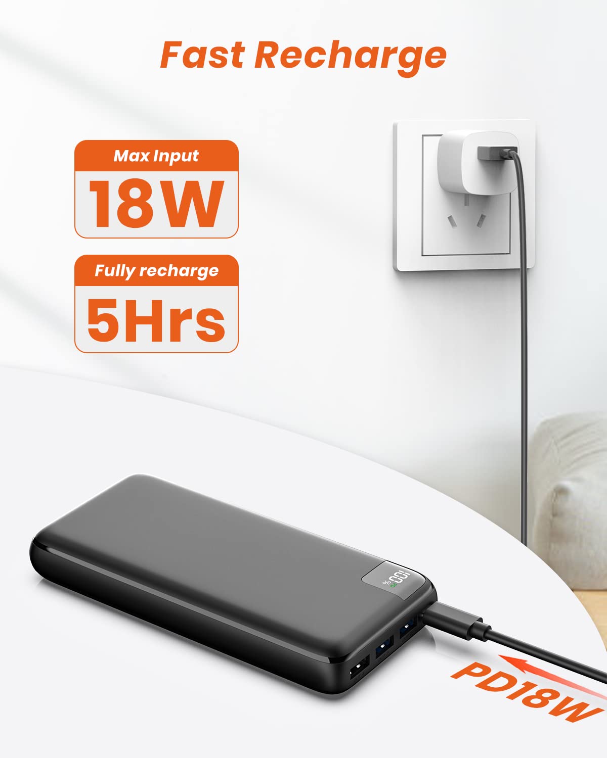 FEELLE Portable Charger Power Bank 27000mAh 22.5W Fast Charging Phone Charger USB-C PD QC 3.0 Battery Pack with 4 Outputs for iPhone Samsung Tablet