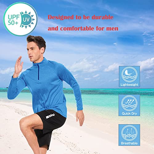 HDLMDFNN Men’s Outactive Shirt Long Sleeve Quick-Dry Breathable UPF 50+ Sun Protection Tees Sky Blue