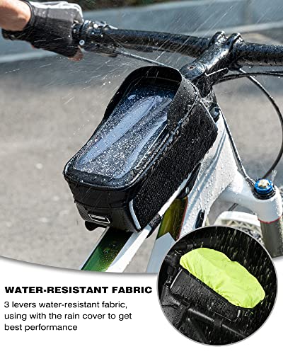 ROCKBROS Bike/Bicycle Phone Front Frame Bag, Waterproof, Tube Bag ,Cycling Pouch Compatible Phone Under 6.5β