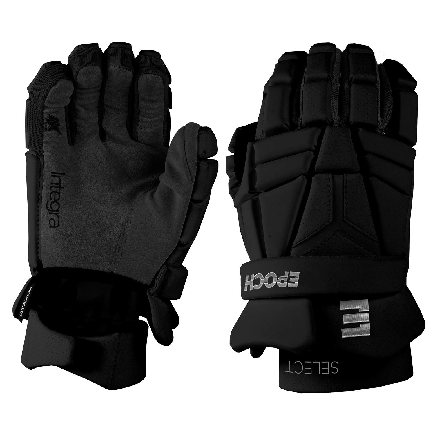 Epoch Integra Select Lacrosse Gloves with Dual-Density Foam and Adjustable Wrist, 13", Large, White