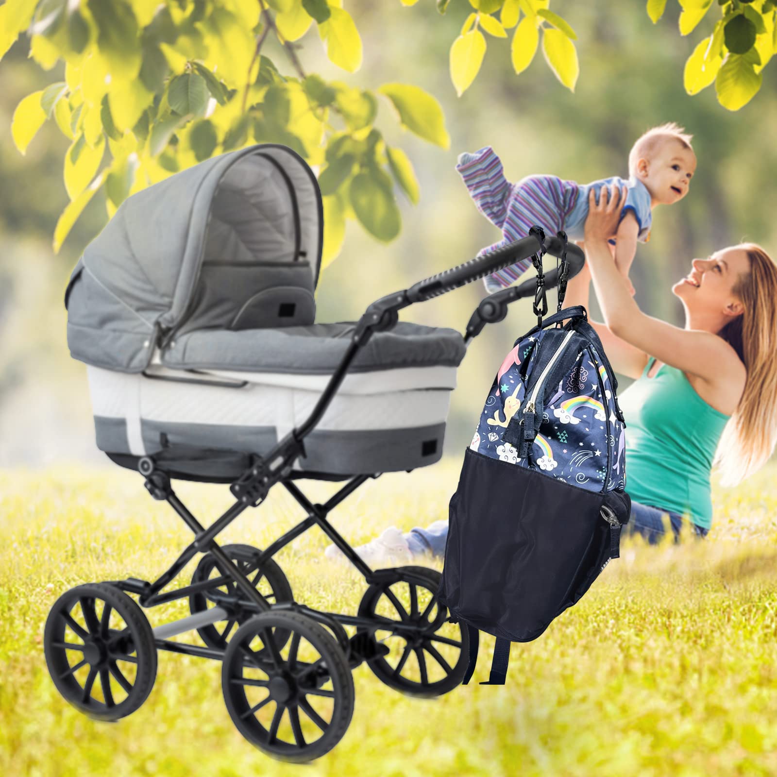 MYZIDEA Diaper Bag Backpack,Baby Nappy Changing Bags with Pacifier Case and Stroller Straps, Multifunction Waterproof Travel Backpack, Large Capacity, Waterproof,Unisex and Stylish,Animal Series,Navy