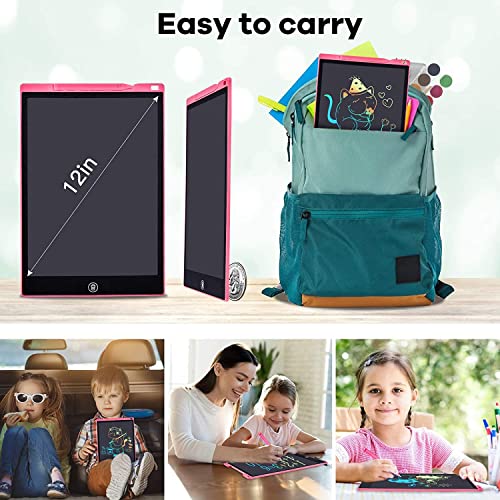 LCD Writing Tablet, Electronic Digital Writing &Colorful Screen Doodle Board, kimystam 12-Inch Handwriting Paper Drawing Tablet Gift for Kids and Adults at Home,School and Office