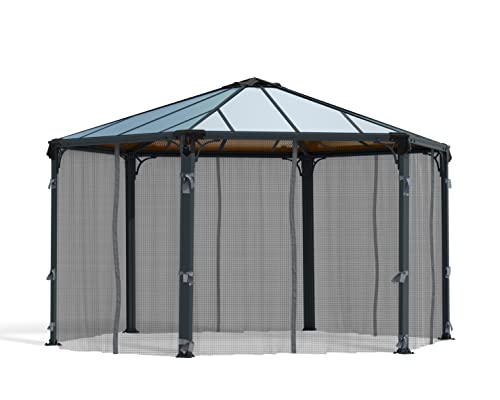 Palram - Canopia Roma/Monaco Garden Gazebo Netting Set Gray - 6 Pieces