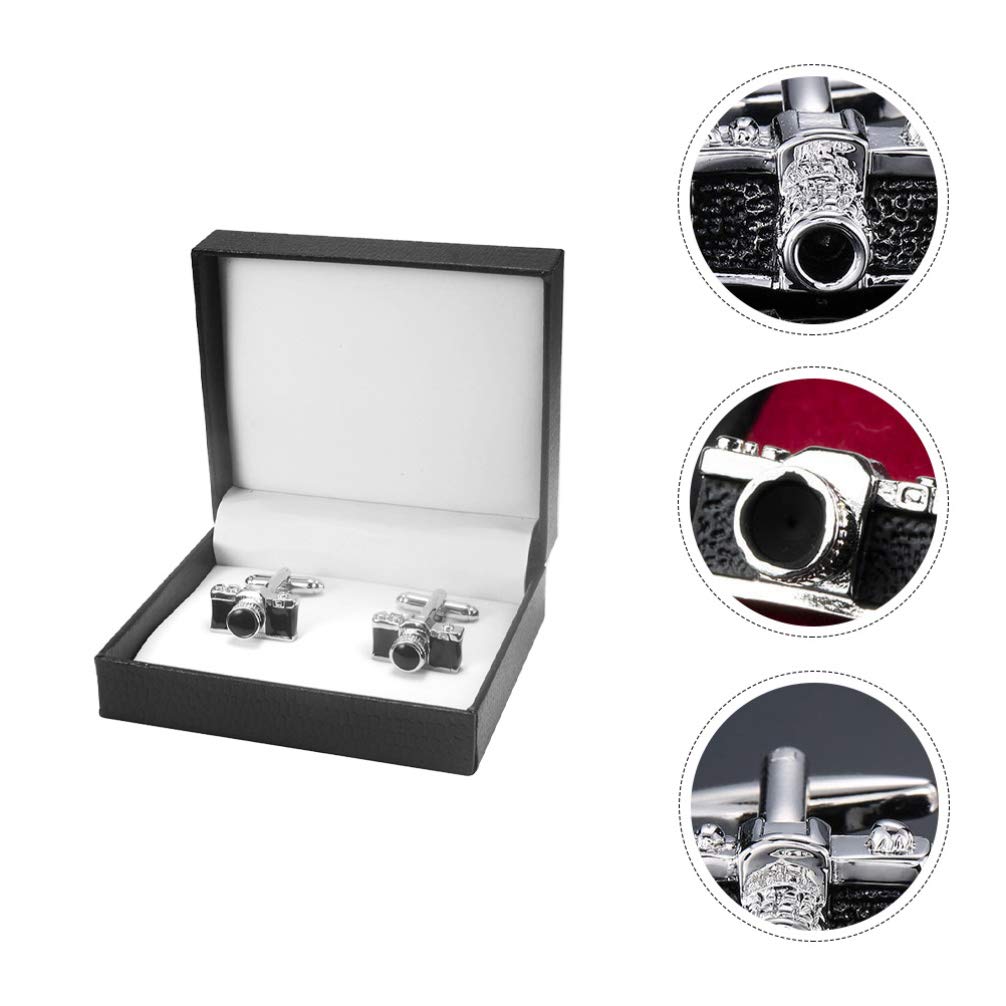 generic 1 Pair Camera Cufflinks Men Photographer Personality Cuff Studs Buttons with Gift Box Father Dad for Wedding Business Special Occasions, as shown, 1.9x1.1cm, PQS093214F1
