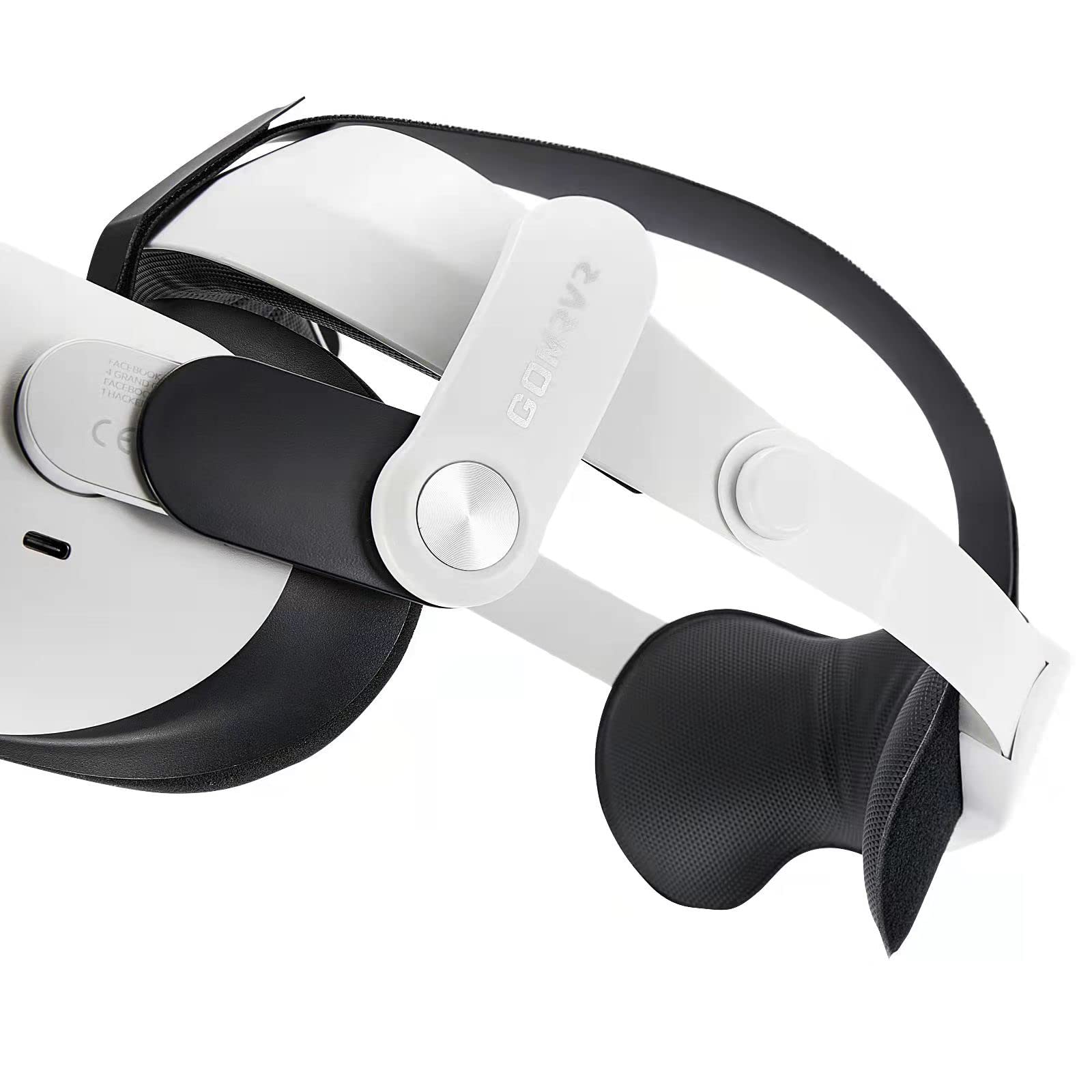 GOMRVR M2 Eyewear Head Strap for Oculus Quest 2, Replacement Elite Strap, with Silicone Face Cover, Lens Cover Accessories Increase Comfort and Reduce face Pressure (White)