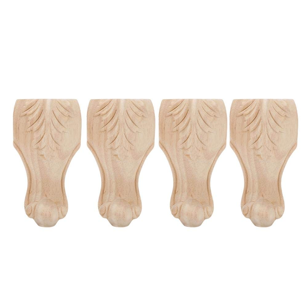 Hztyyier 4pcs Solid Wood Furniture Legs Wood Carved Sofa Couch Chair Ottoman Loveseat Table Cabinet Furniture Wood Legs Wood Unfinished Carved Feet(15x6cm)