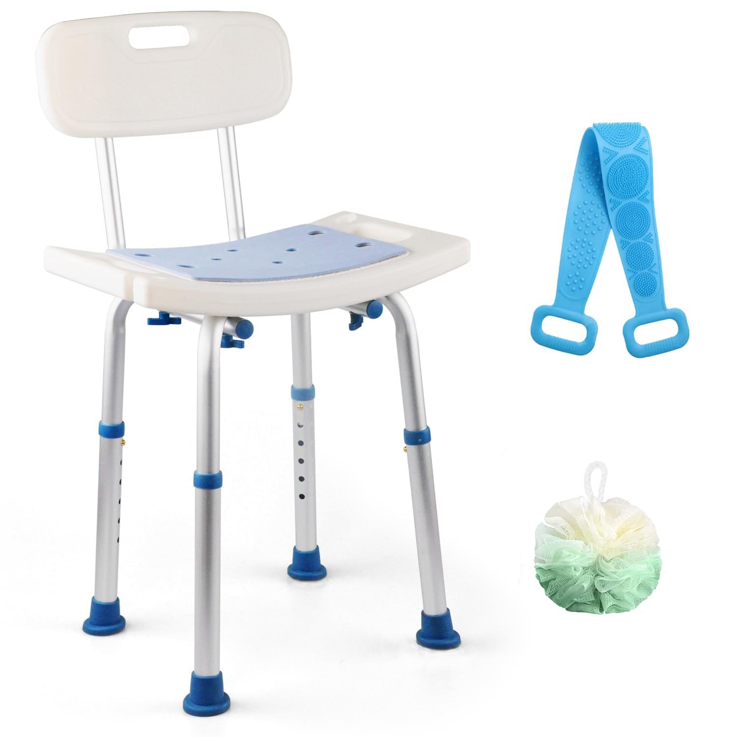 Icedeer 2 in 1 Shower Chair Seat with Removable Back, Shower Chair for Inside Shower and Bathtub, Adjustable Shower Stool for Elderly, Handicap, Pregnant, Disabled—Tool-Free Assembly(350 lb Capacity)