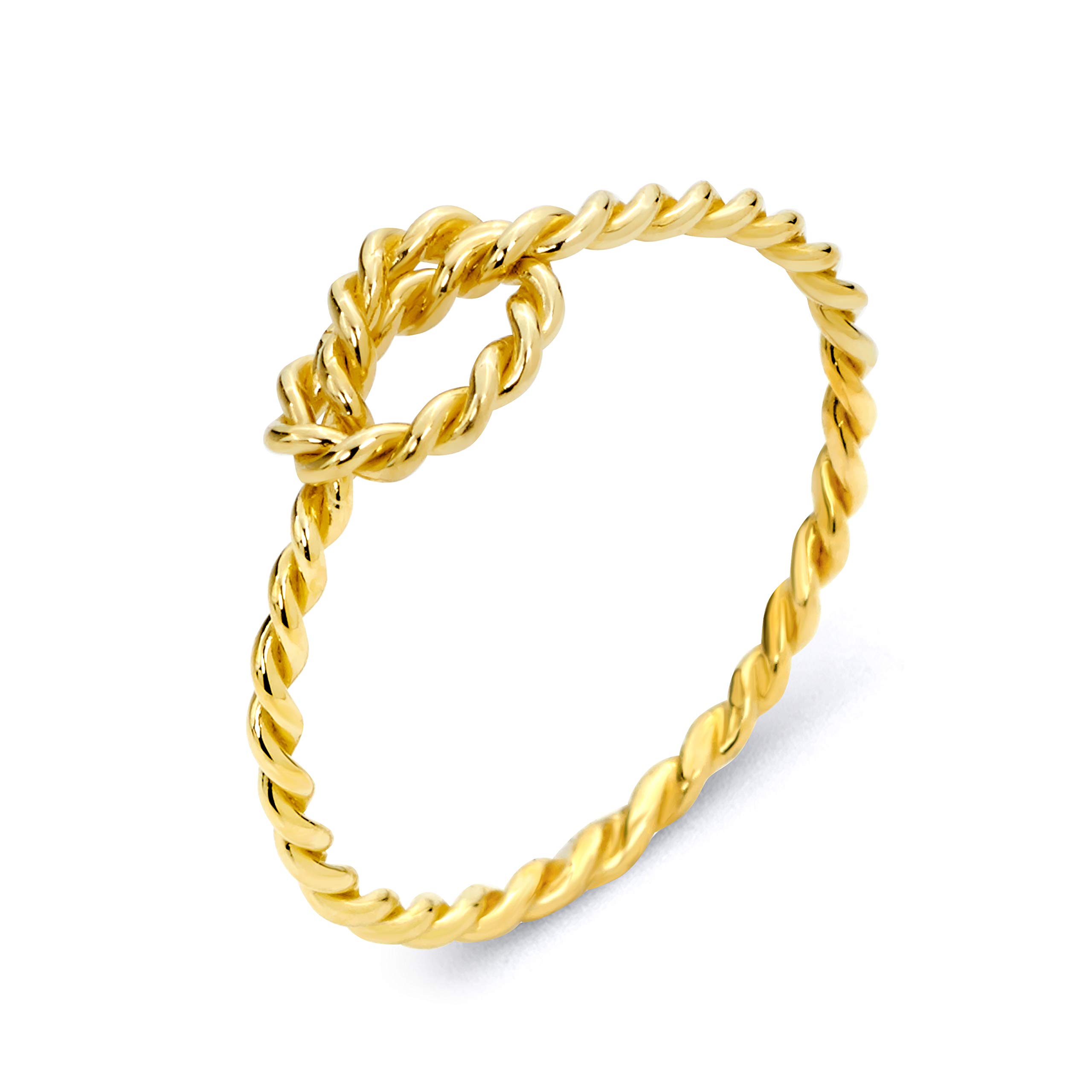 Generic 10k Real Solid Gold Knot Ring, MI107 10k, Braided Band with Polished Finish Stacking MIDI for Women (10)