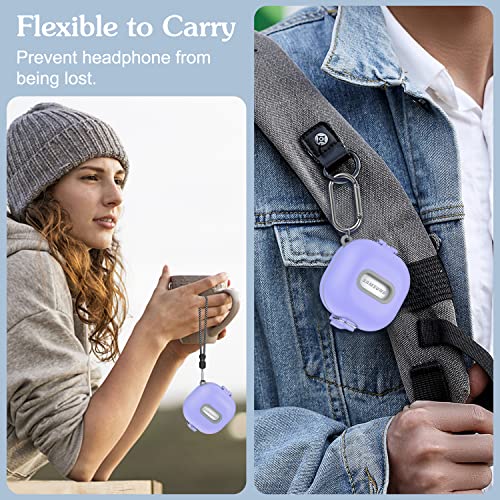 QIUDAOY 3in1 with Lock for Samsung Galaxy Buds Pro 2 Case/Galaxy Buds Pro Case/Galaxy Buds 2 Case/Galaxy Buds Live Case,One-piece Hard Shell Protective Cover with Lanyard/Keychain Accessories (Purple)