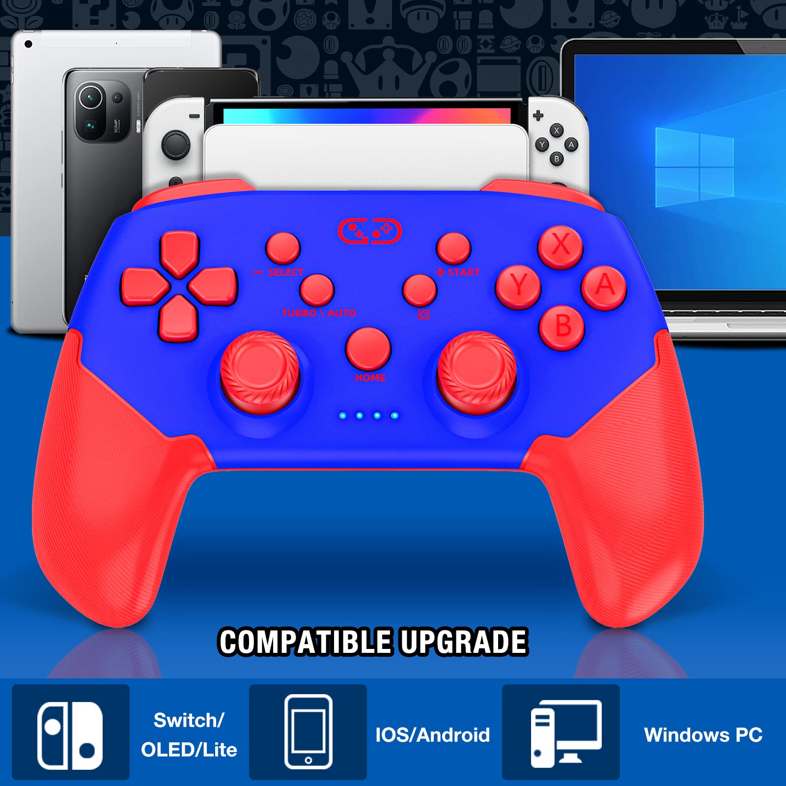 Larstylee Switch Controller, Wireless Switch Pro Controller for Nintendo Switch/Switch Lite/Switch OLED Support Keylinker, Switch Turbo Controller Compatible with PC/IOS/Android/Multi-platform