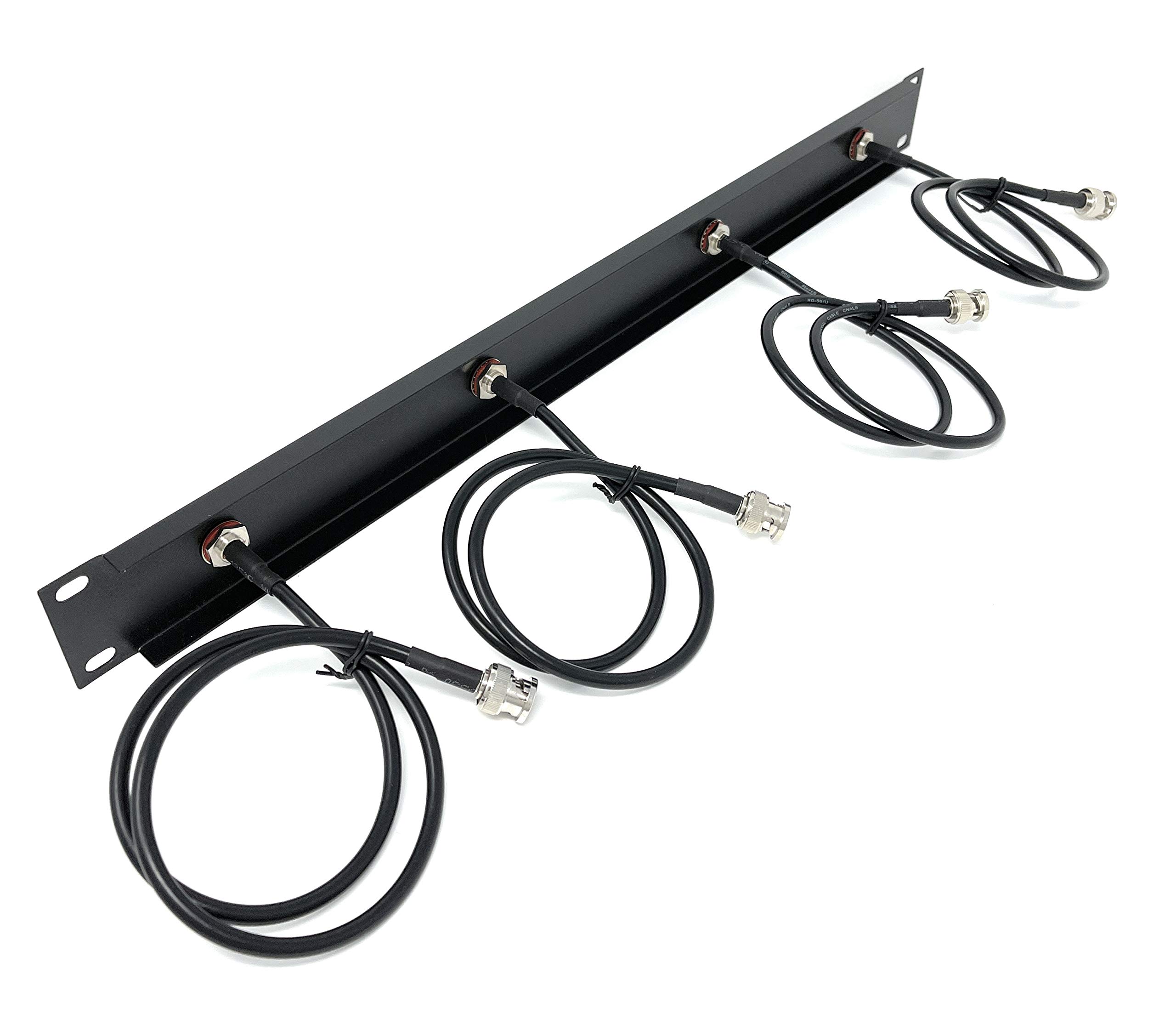 Generic 19inch Antenna Re-location Rack Mount Kit 1U Front Panel 4 Hole Ports w/ 4 Cables