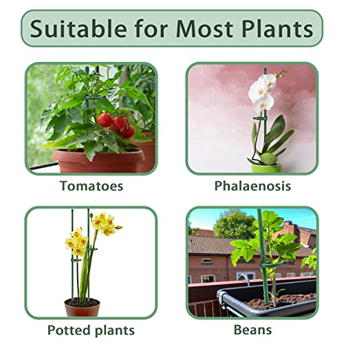 Plant Stakes Green Adjustable Garden Single Stem Plant Support Stakes,19Pcs Plant Support Sticks with Rings for Indoor and Outdoor Plants,Flowers,Tomatoes-18 inches