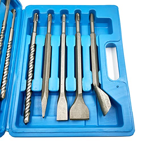 JFOGO Rotary Hammer Drill Bits Set & Chisels- 17 Pieces SDS Plus Concrete Masonry Hole Tool for Concrete,Brick,Block,Stone,Masonry